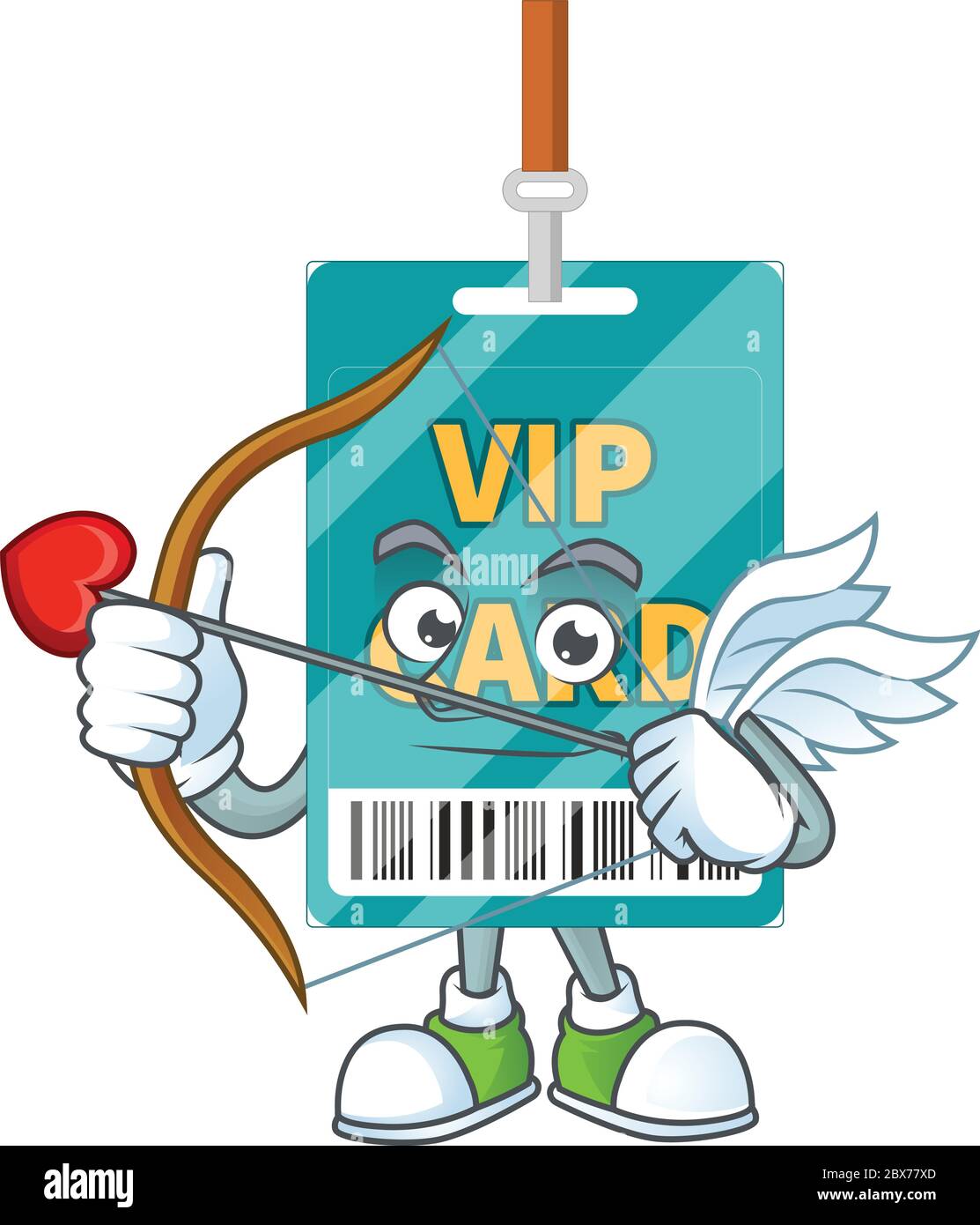 mascot design concept of VIP pass card cute Cupid with arrow and wings ...
