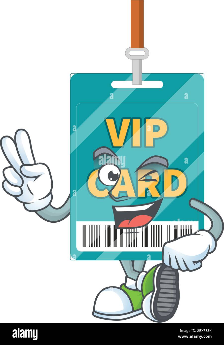 smiling VIP pass card cartoon mascot style with two fingers Stock ...