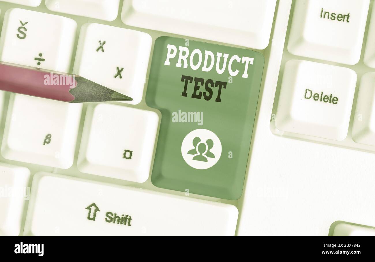 Writing note showing Product Test. Business concept for process of ...