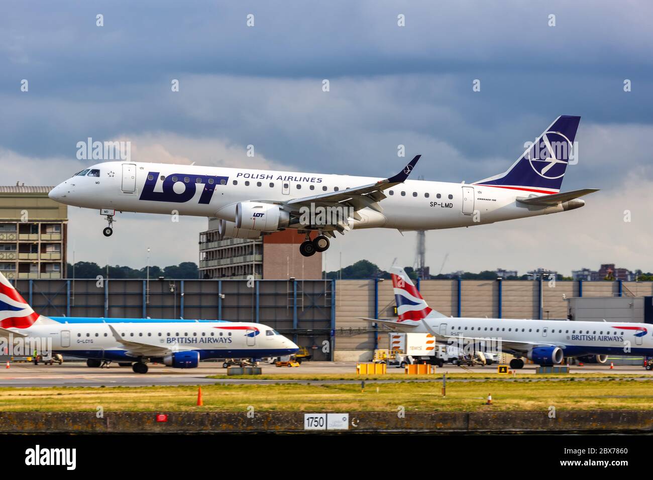 London, United Kingdom - July 7, 2019: LOT Polskie Linie Lotnicze ...
