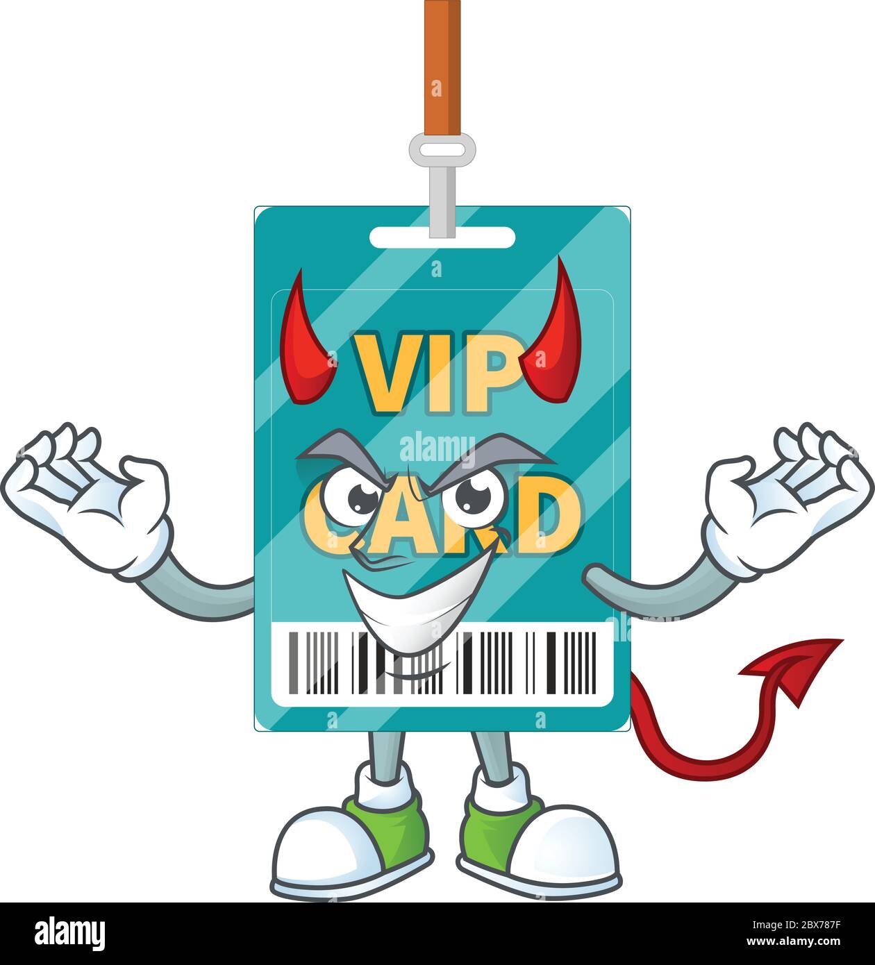 A cartoon image of VIP pass card as a devil character Stock Vector ...