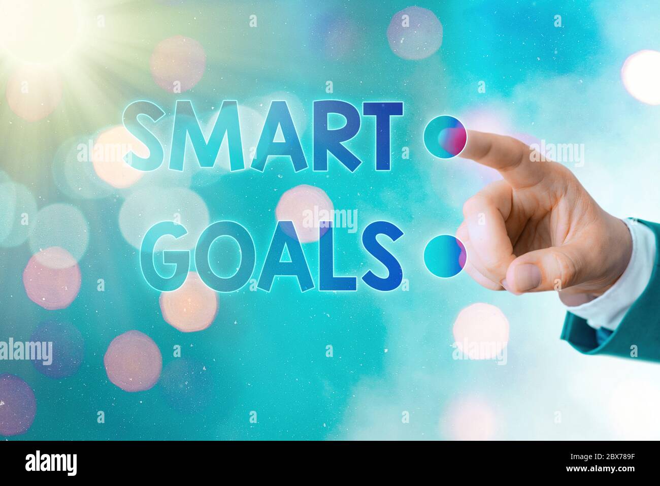 Writing note showing Smart Goals. Business concept for mnemonic used as ...