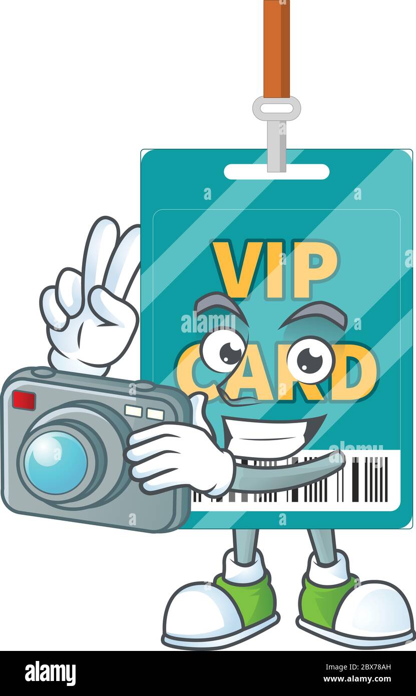 VIP pass card photographer mascot design taking a picture with a camera ...