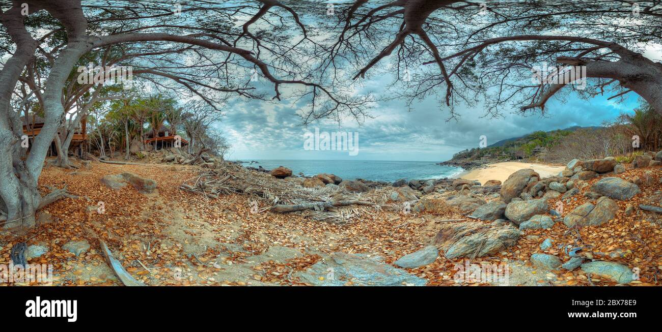 Panoramic photo of beautiful Mexican bay with cottage having nice view ...