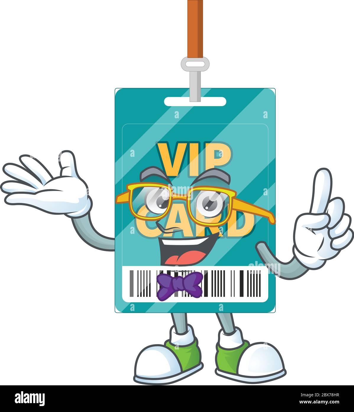 Cartoon character design of nerd VIP pass card with weird glasses Stock ...