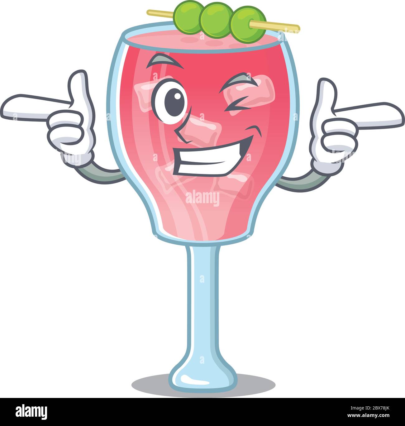 Cartoon design of cosmopolitan cocktail showing funny face with wink ...