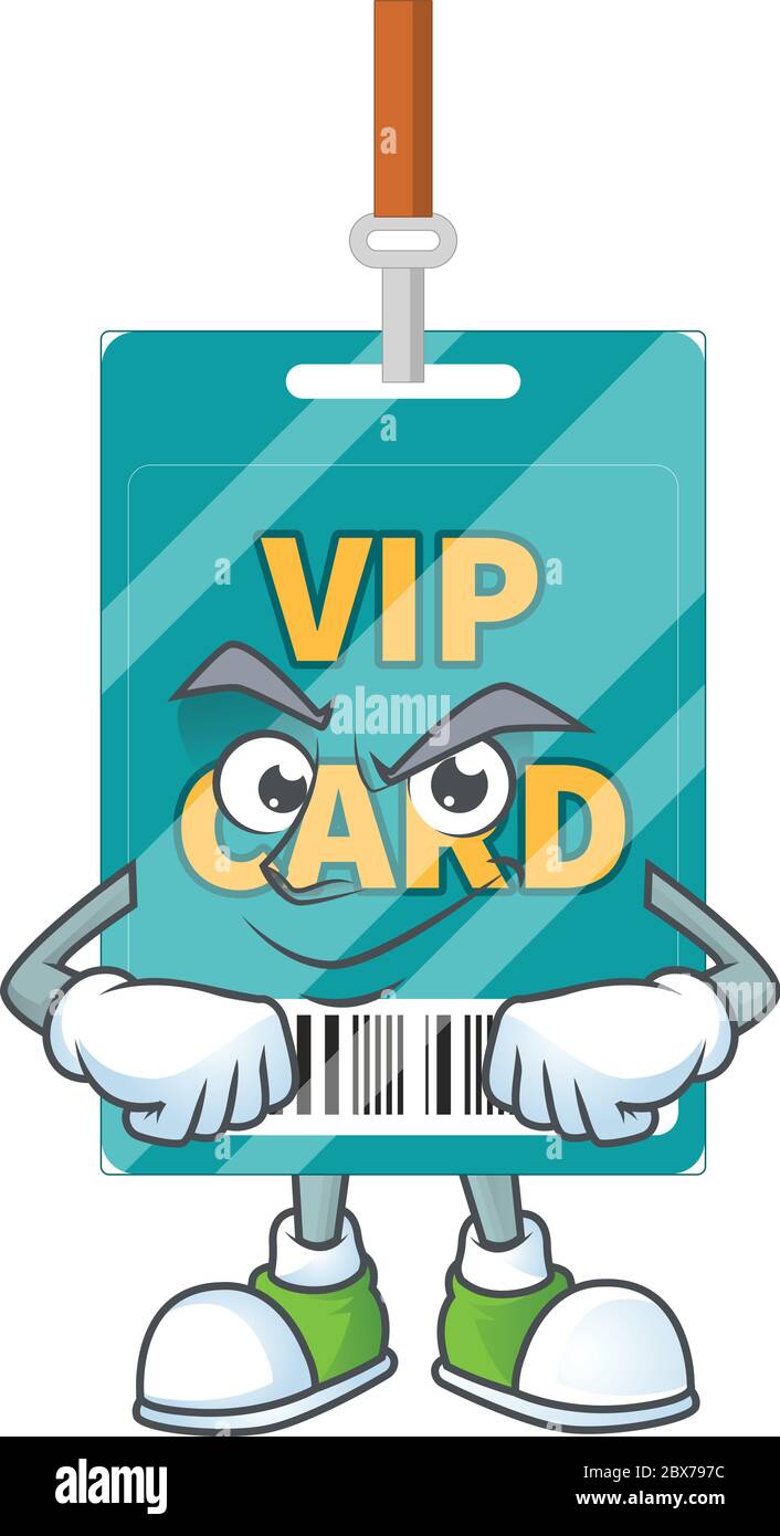 VIP pass card cartoon character design with sneaky face Stock Vector ...