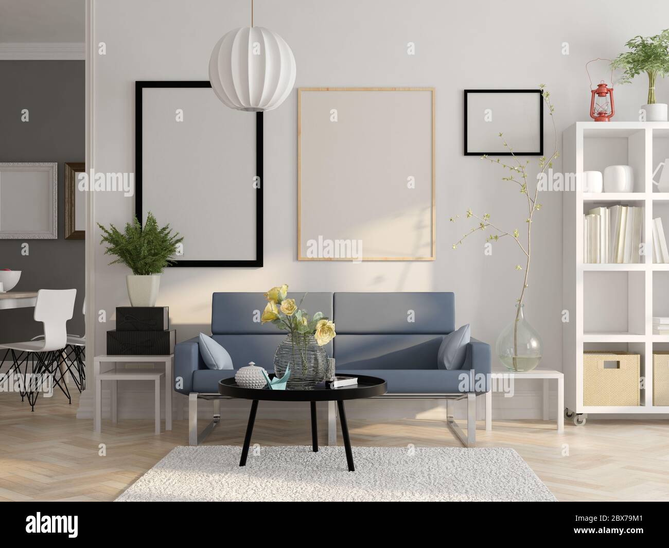 Scandinavian style interior design 3D rendering Stock Photo - Alamy