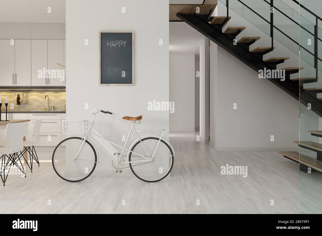 Scandinavian style interior design 3D rendering Stock Photo - Alamy