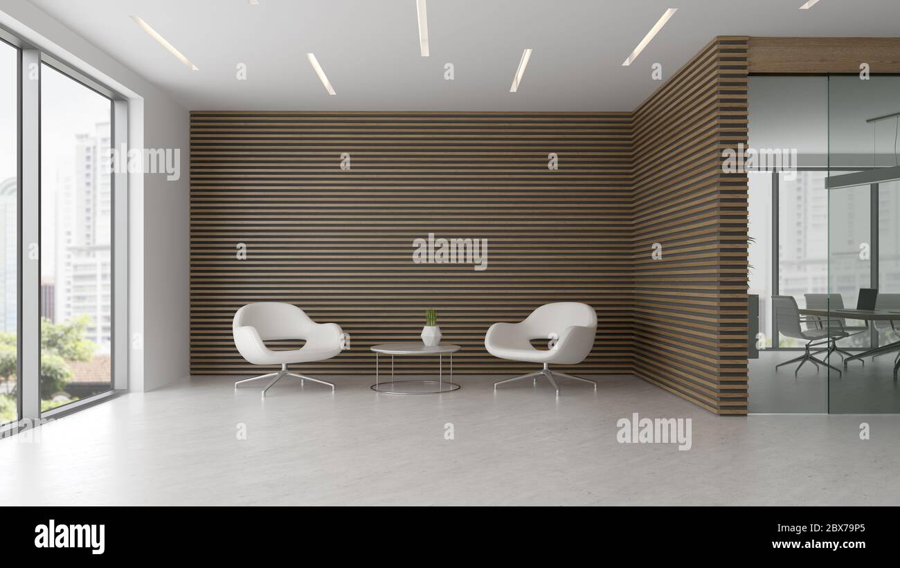 Interior of reception and meeting room 3D illustration Stock Photo - Alamy