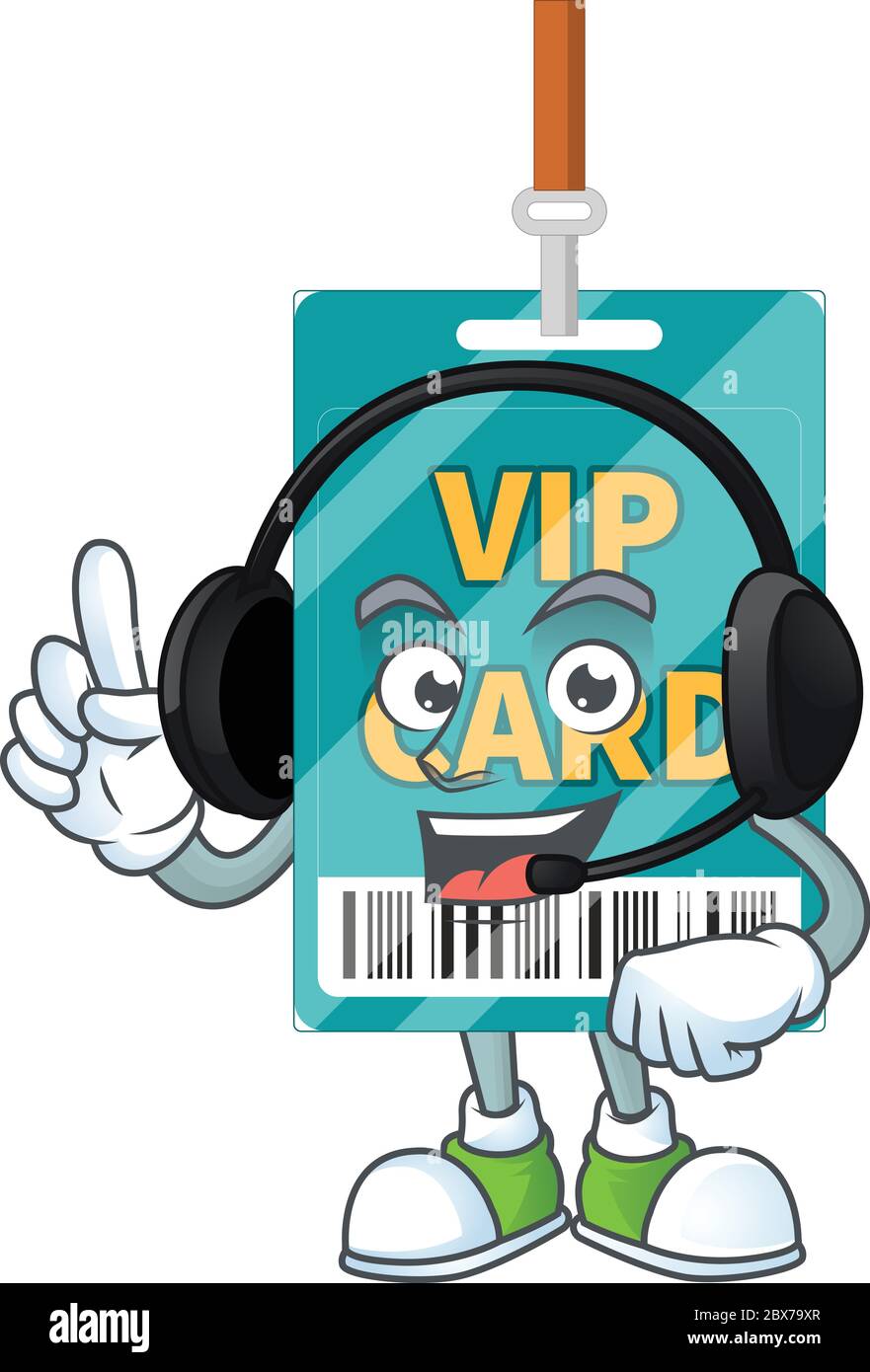 VIP pass card cartoon character style speaking with friends on ...