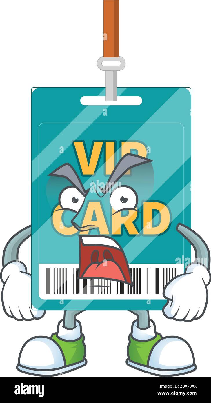 VIP pass card cartoon drawing style with angry face Stock Vector Image ...
