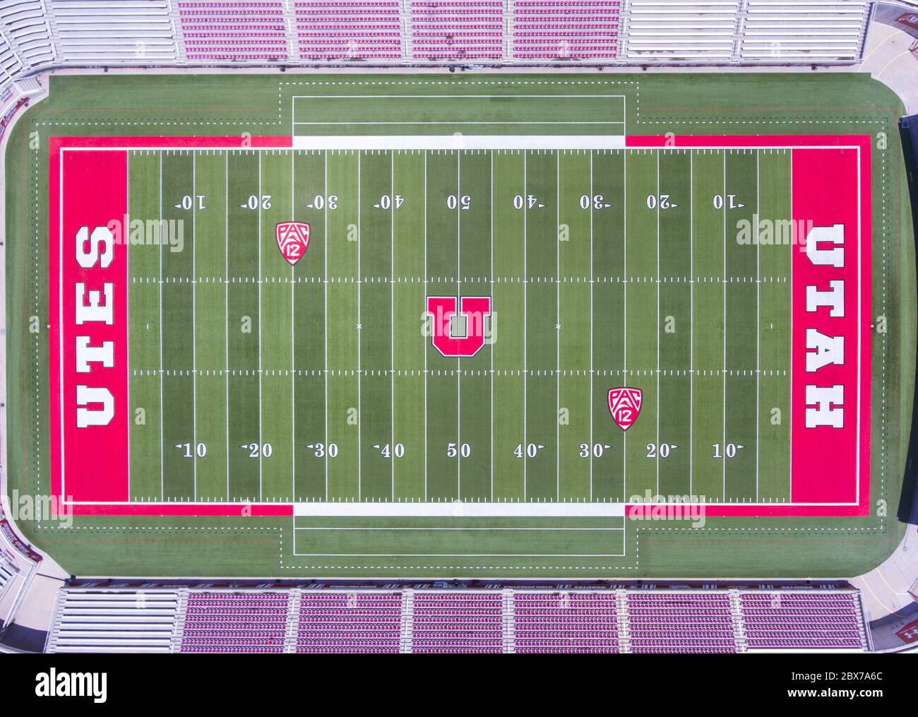Aerial view of Rice–Eccles Stadium in University of Utah in Salt Lake ...