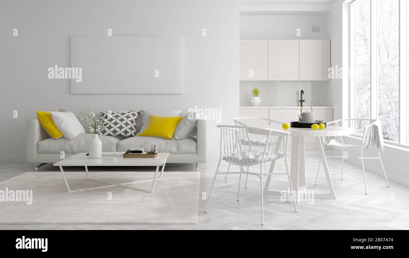 Interior modern design room 3D illustration Stock Photo - Alamy