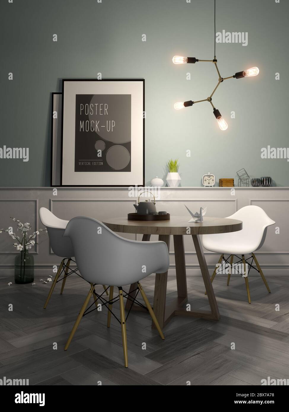 Interior modern design room 3D illustration Stock Photo - Alamy