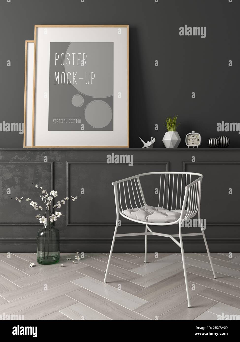 Interior modern design room 3D illustration Stock Photo - Alamy