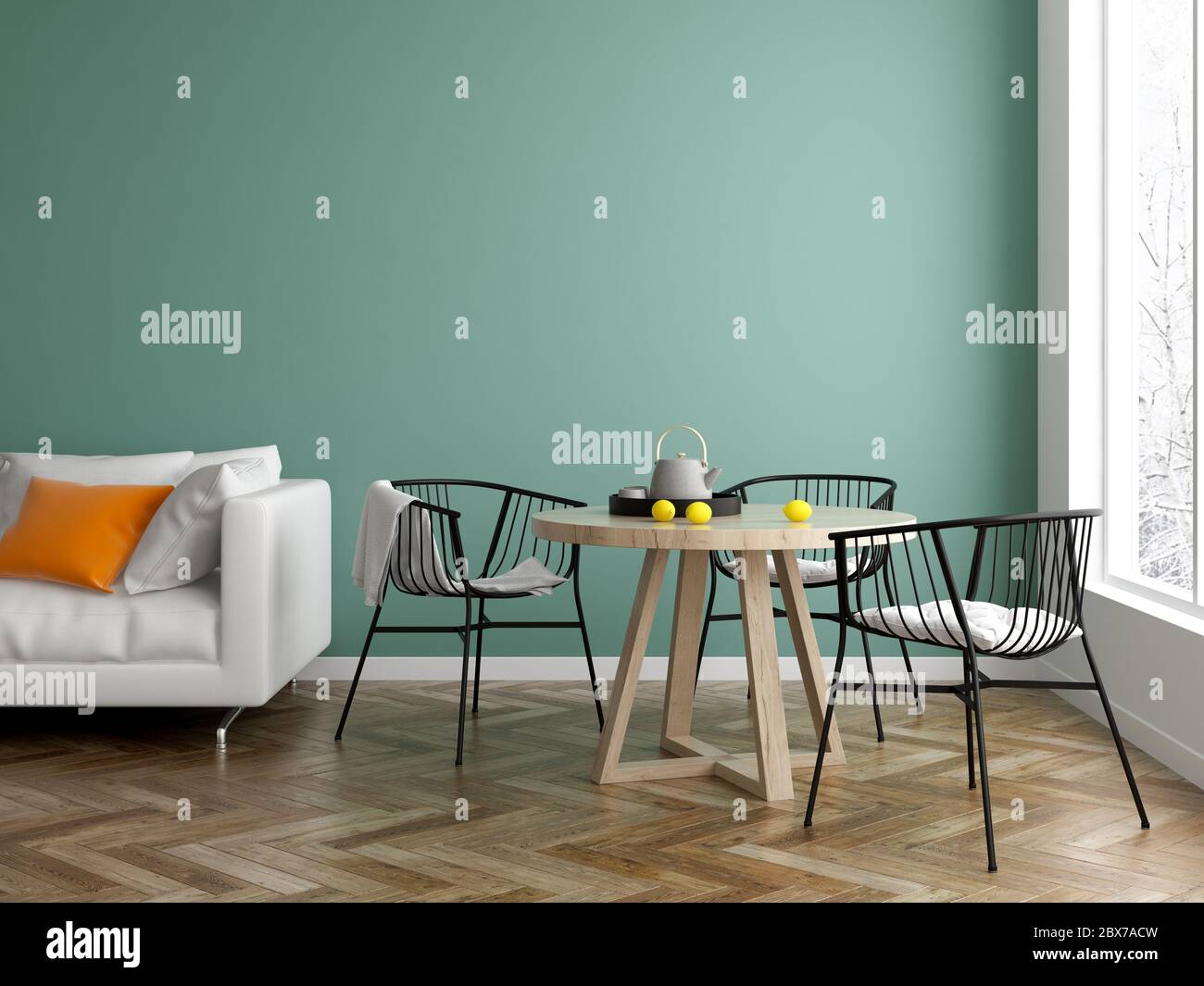Interior modern design room 3D illustration Stock Photo - Alamy