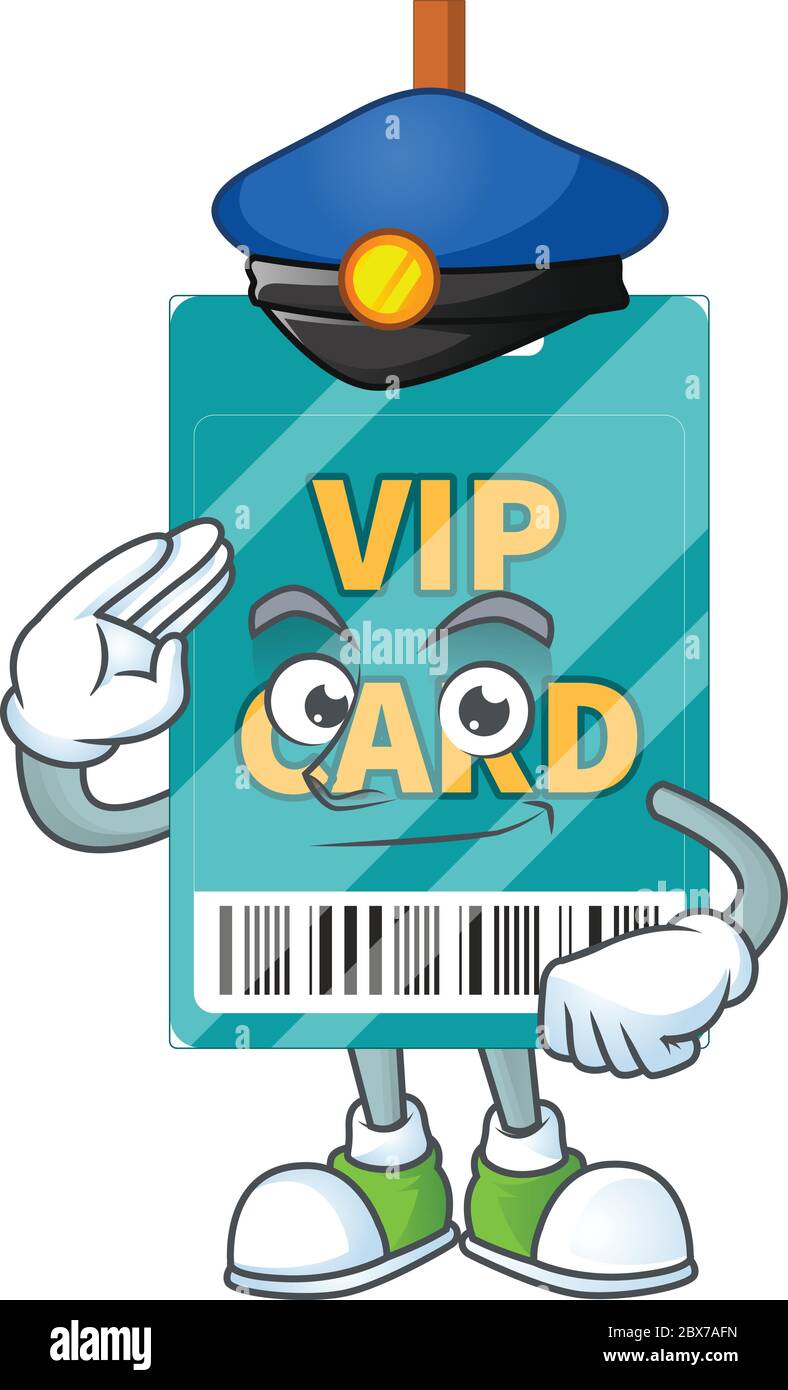 A dedicated Police officer of VIP pass card cartoon drawing concept ...