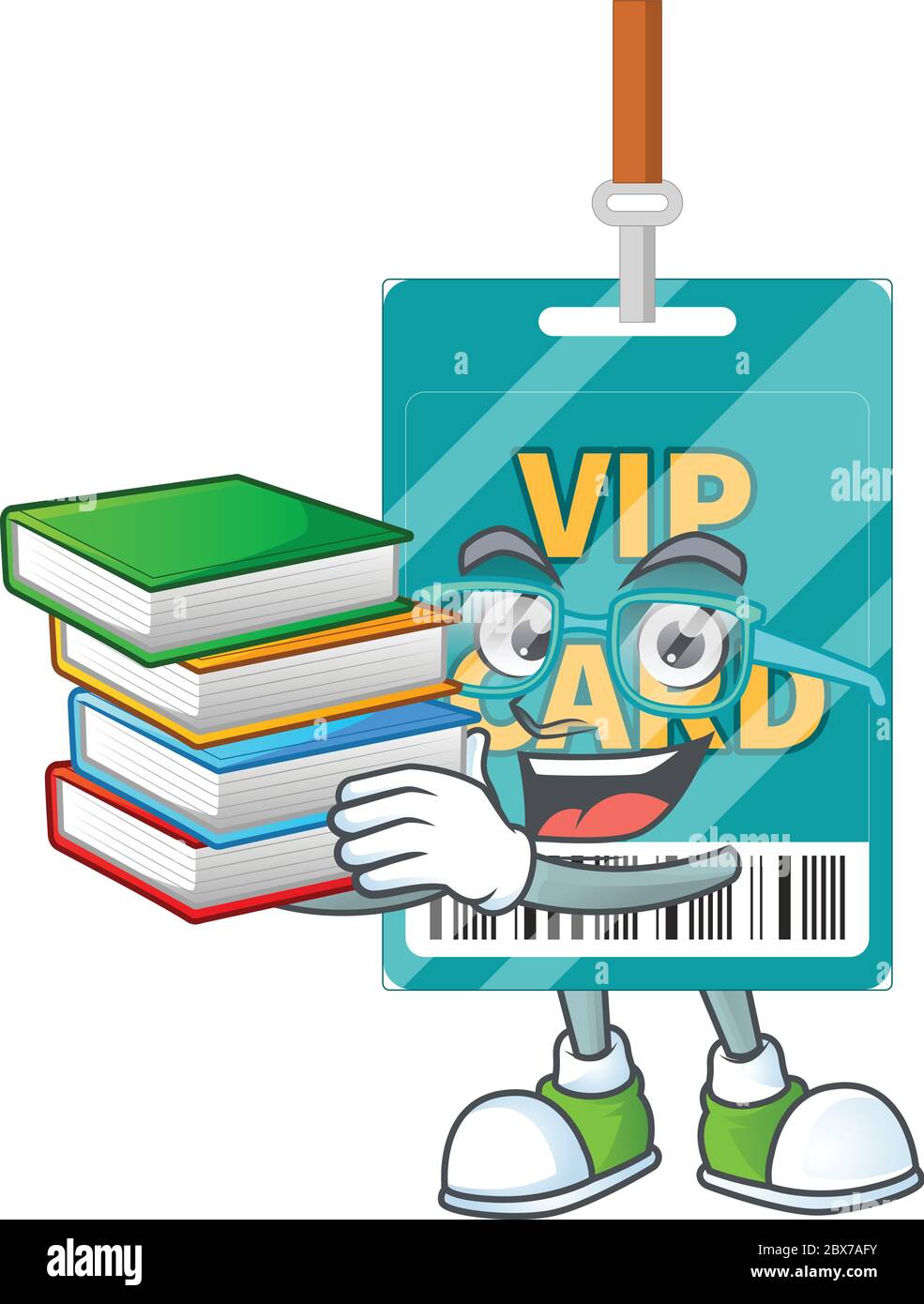 A mascot design of VIP pass card student having books Stock Vector ...