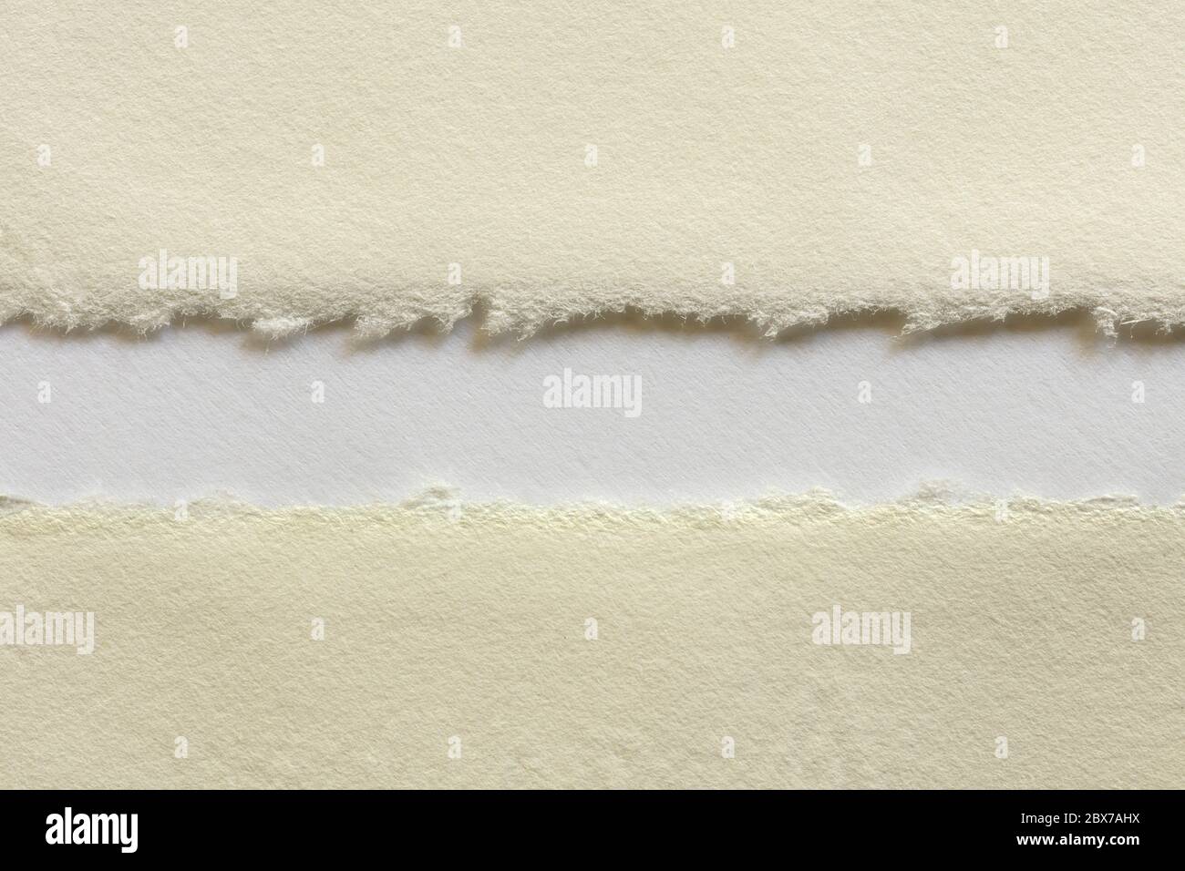 Torn paper edges. Beige ripped paper halves over white Stock Photo - Alamy