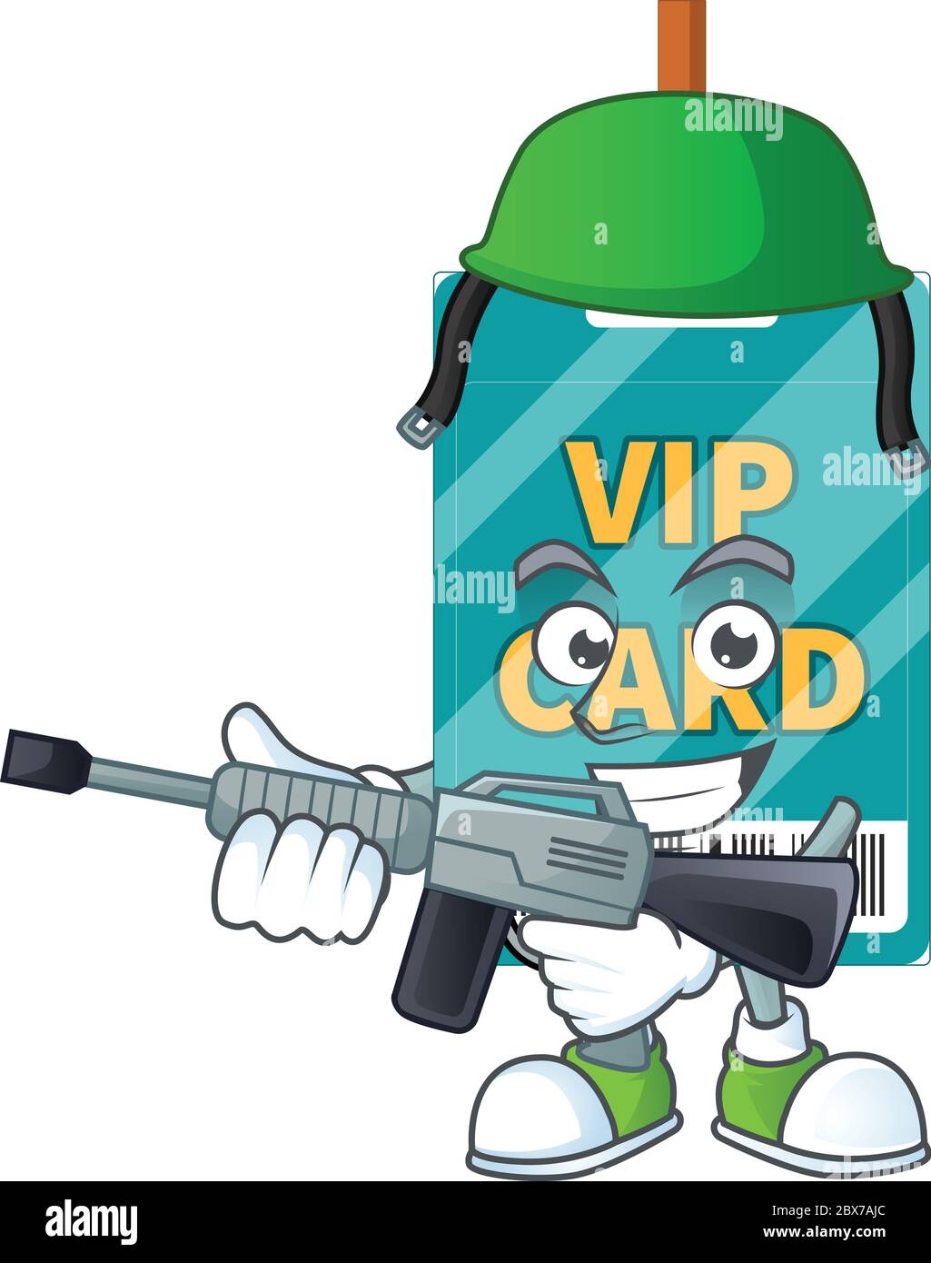 A mascot design picture of VIP pass card as a dedicated Army using ...