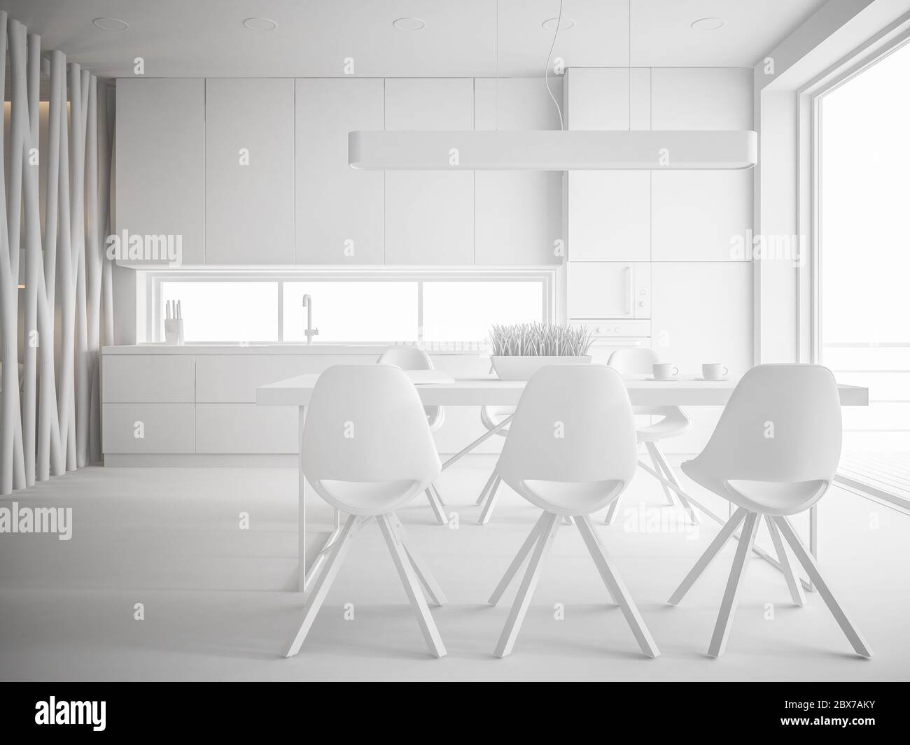 Empty white 3d room interior hi-res stock photography and images - Alamy