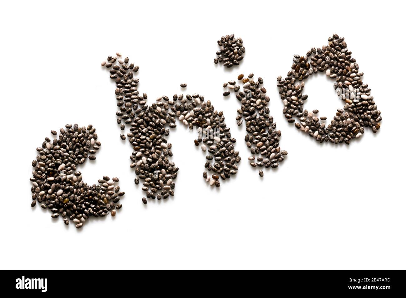 Chia word spelled with seeds, top view, isolated on white Stock Photo ...