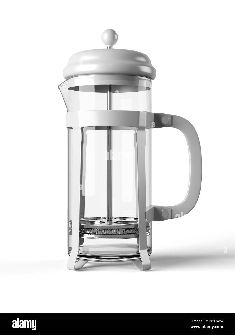 French press isolated on a white background 3D rendering Stock Photo ...