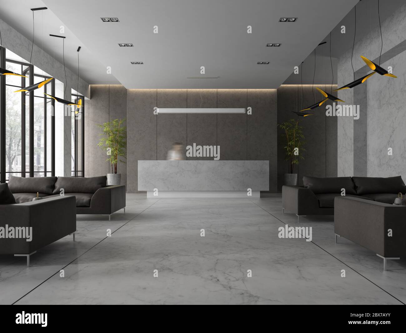 Interior of a hotel spa reception 3D illustration Stock Photo - Alamy