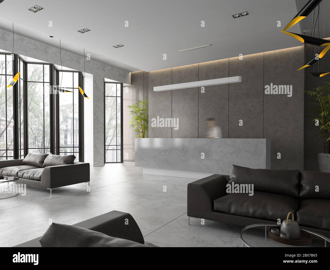 Interior of a hotel spa reception 3D illustration Stock Photo - Alamy