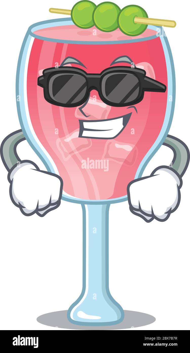 cartoon character of cosmopolitan cocktail wearing classy black glasses ...