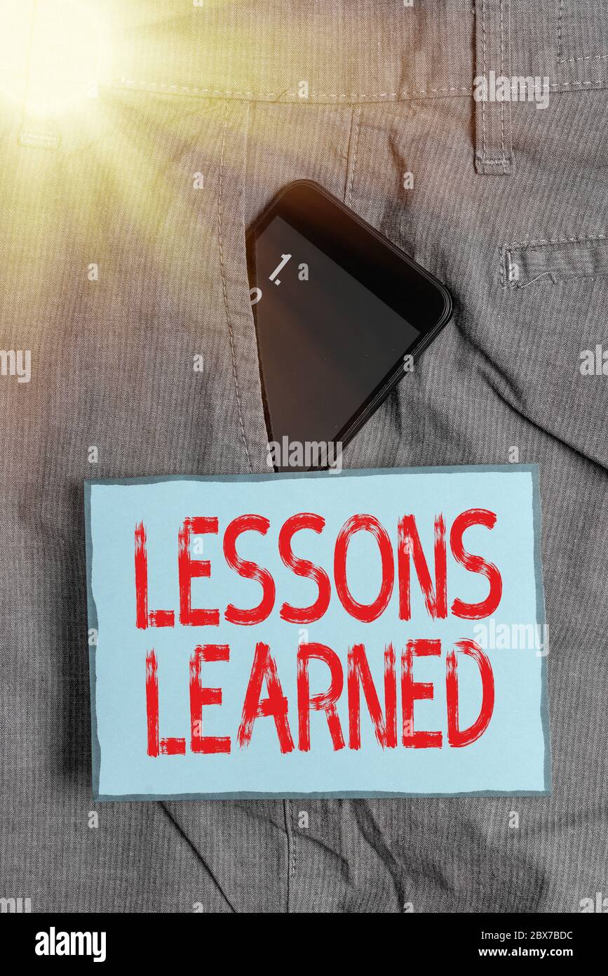 Handwriting text writing Lessons Learned. Conceptual photo experiences garnered from ...