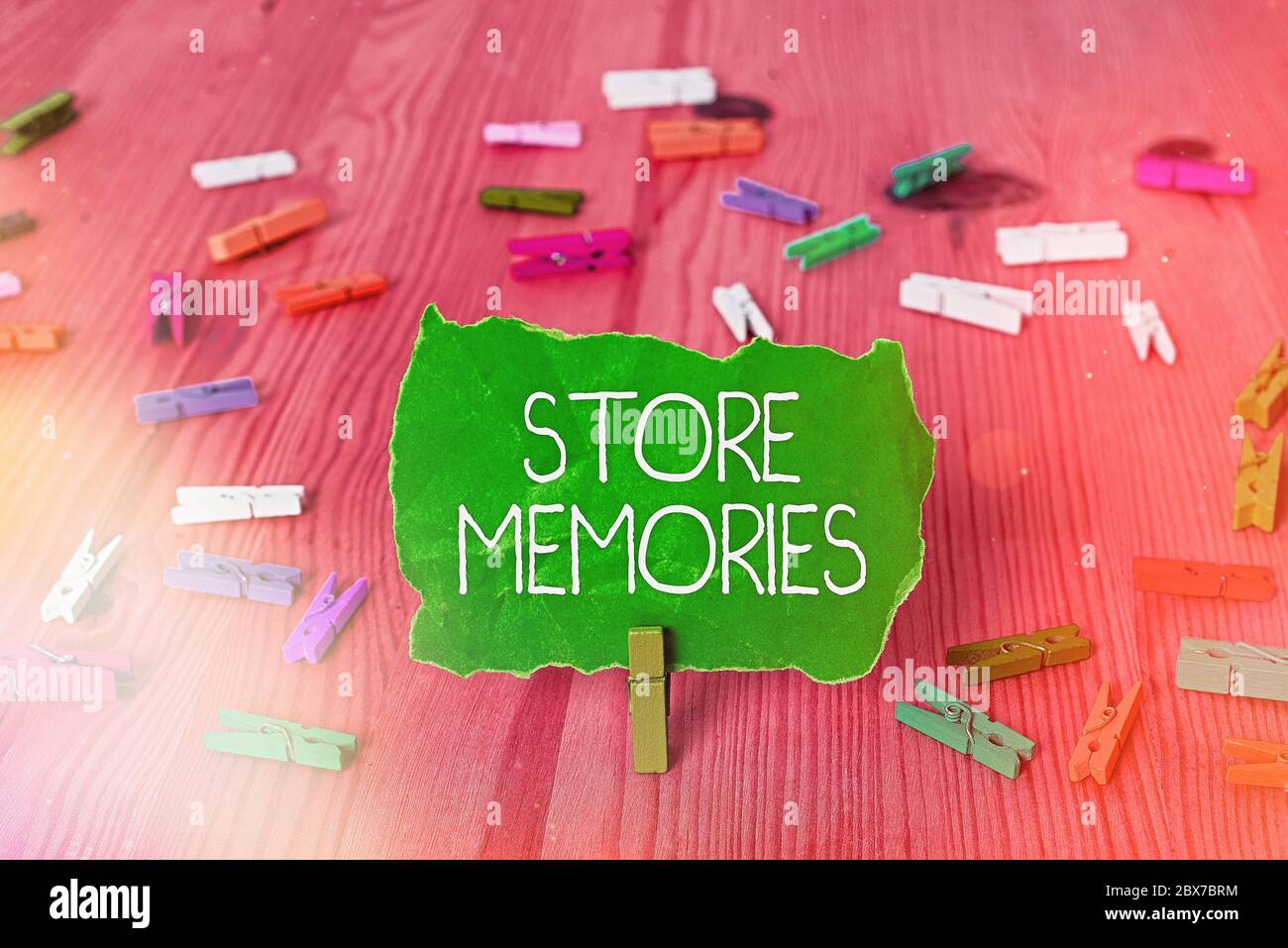 Writing note showing Store Memories. Business concept for a process of ...