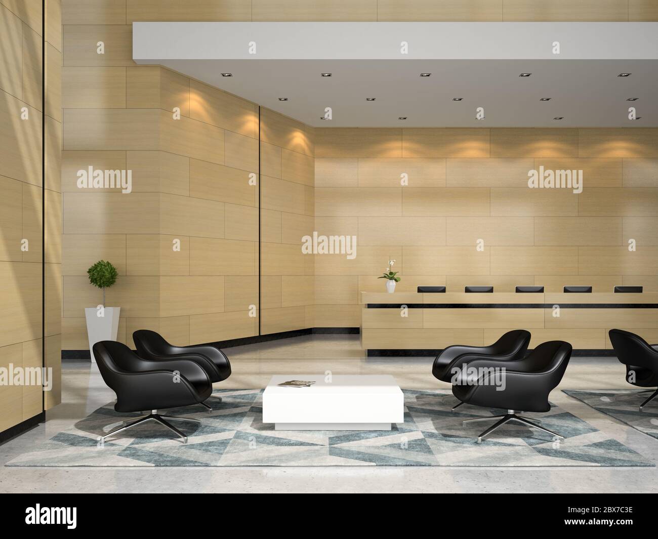 Interior of a hotel reception 3D illustration Stock Photo - Alamy