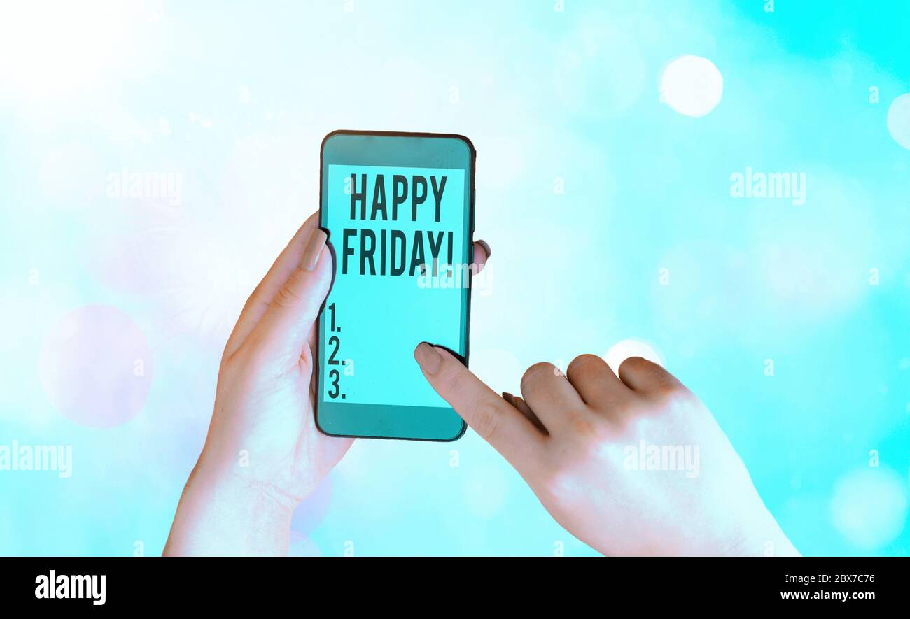 Writing note showing Happy Friday. Business concept for celebration of ...