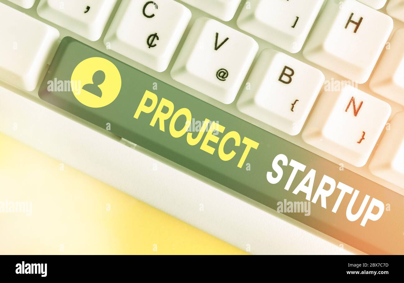 Text sign showing Project Startup. Business photo showcasing the ...