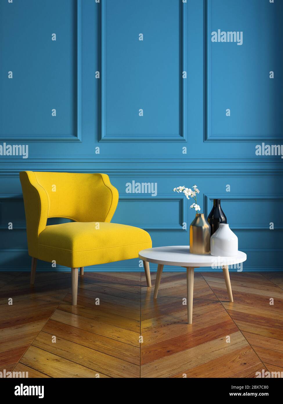 Interior modern design room 3D illustration Stock Photo - Alamy