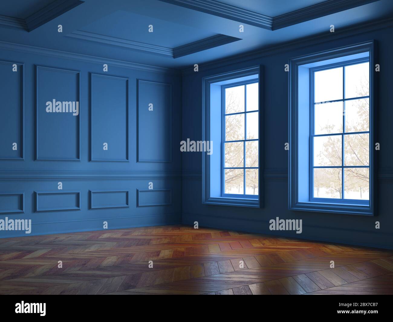Empty blue interior 3d hi-res stock photography and images - Alamy