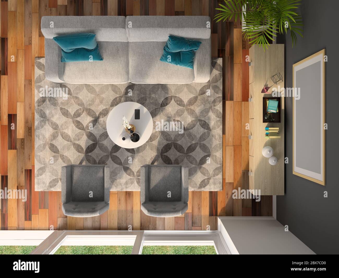 Interior modern design room 3D illustration Stock Photo - Alamy
