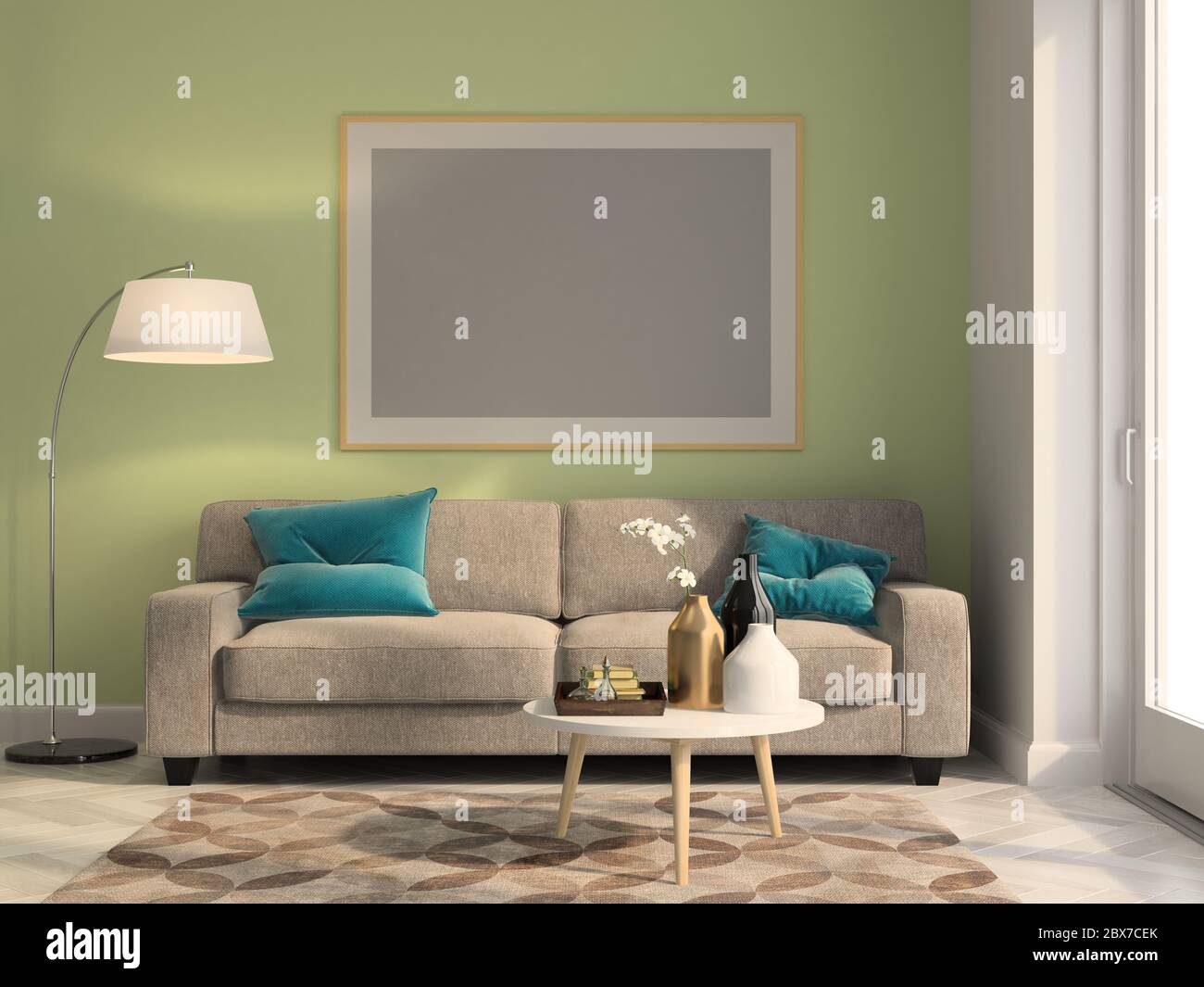 Interior modern design room 3D illustration Stock Photo - Alamy