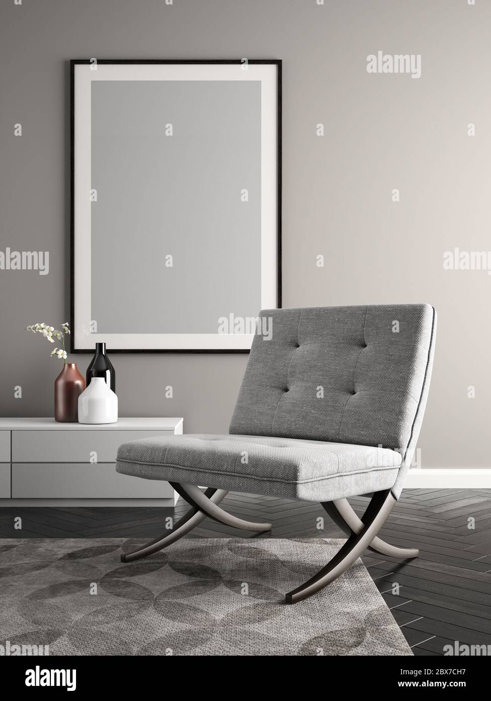 Interior modern design room 3D illustration Stock Photo - Alamy