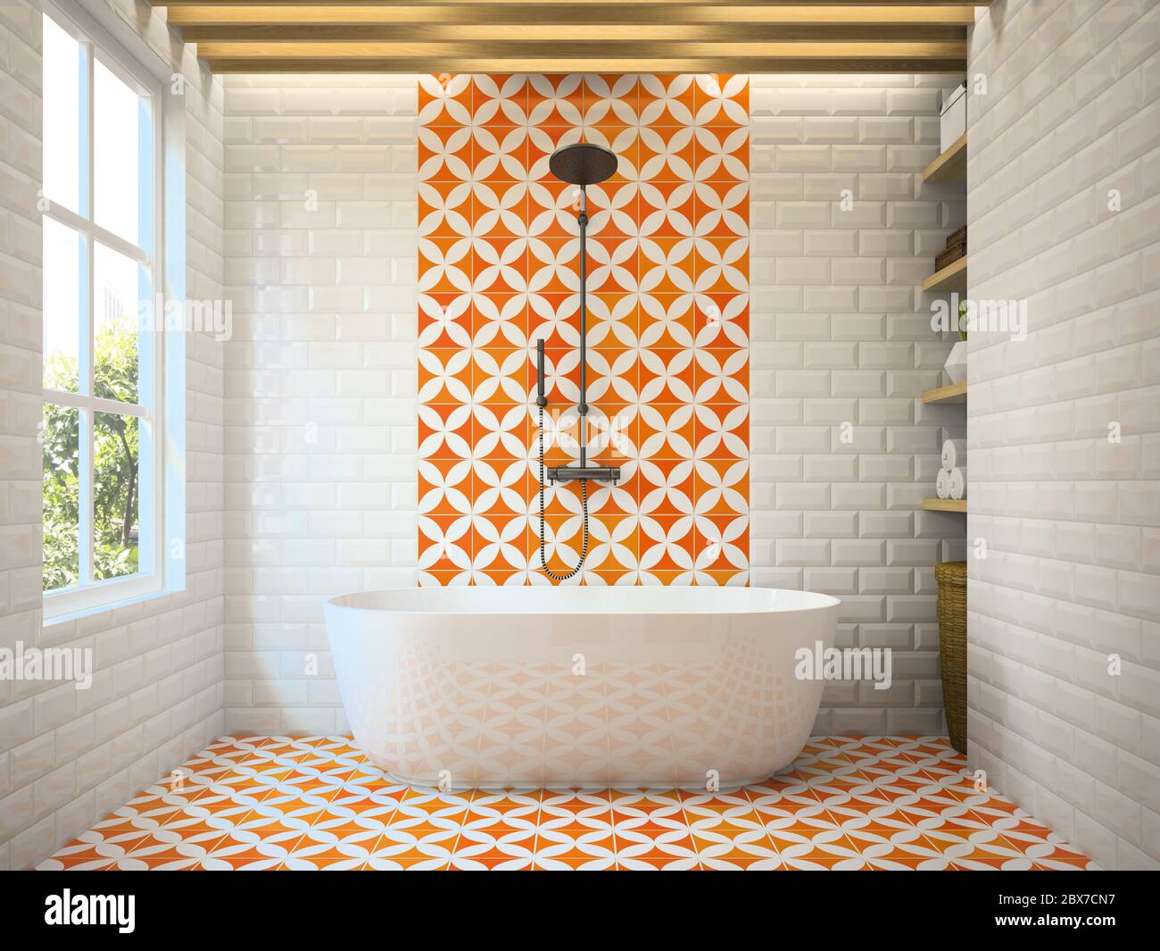 Interior modern bathroom 3D rendering Stock Photo - Alamy