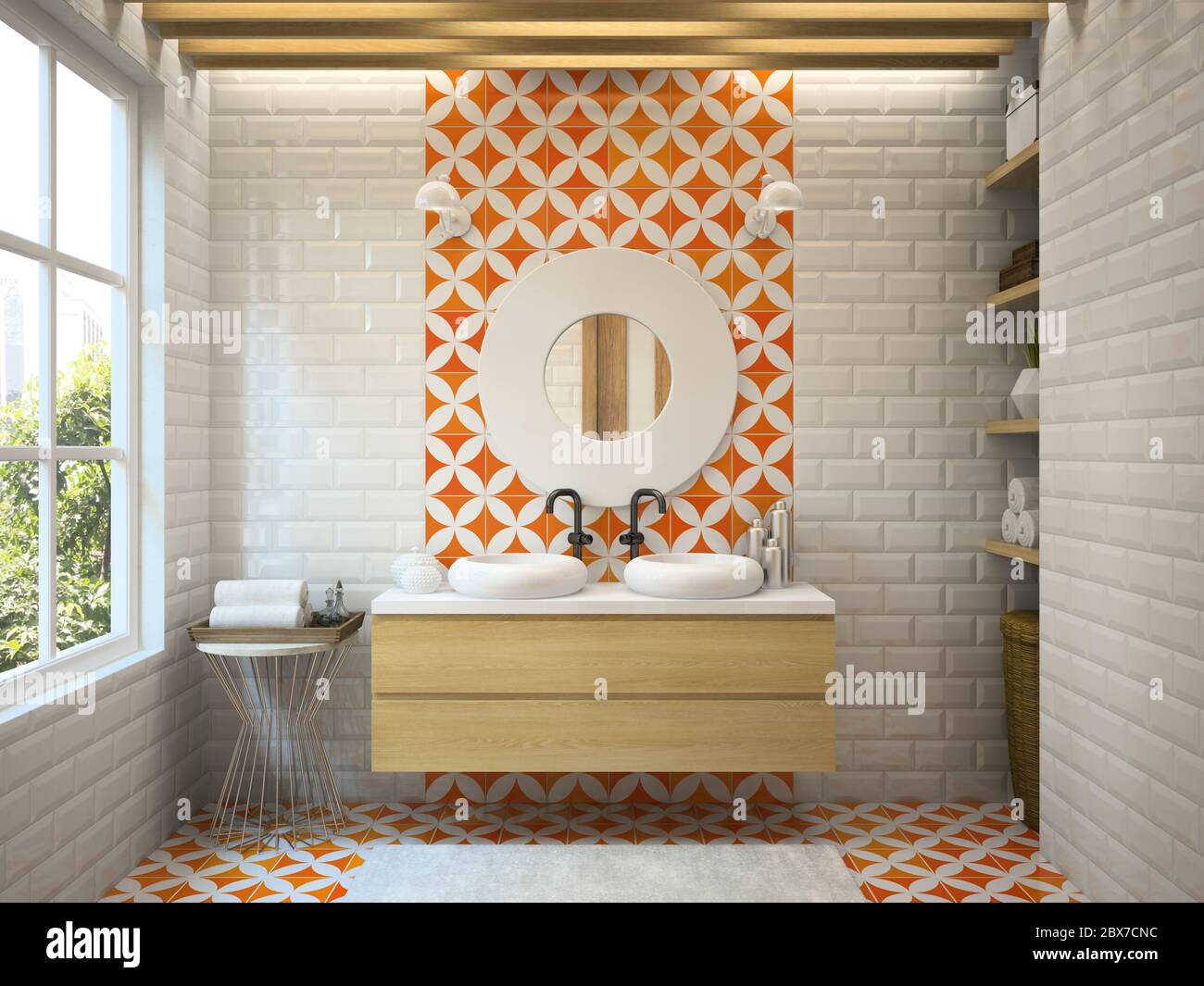 Interior modern bathroom 3D rendering Stock Photo - Alamy