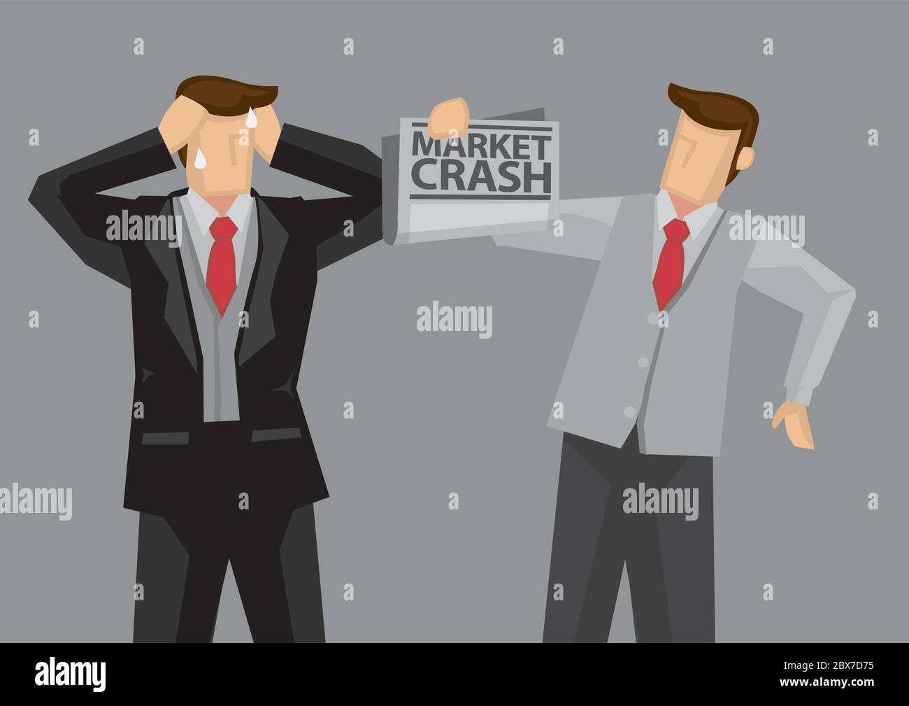 Rich businessman weeps upon learning the news of market crash. Cartoon ...