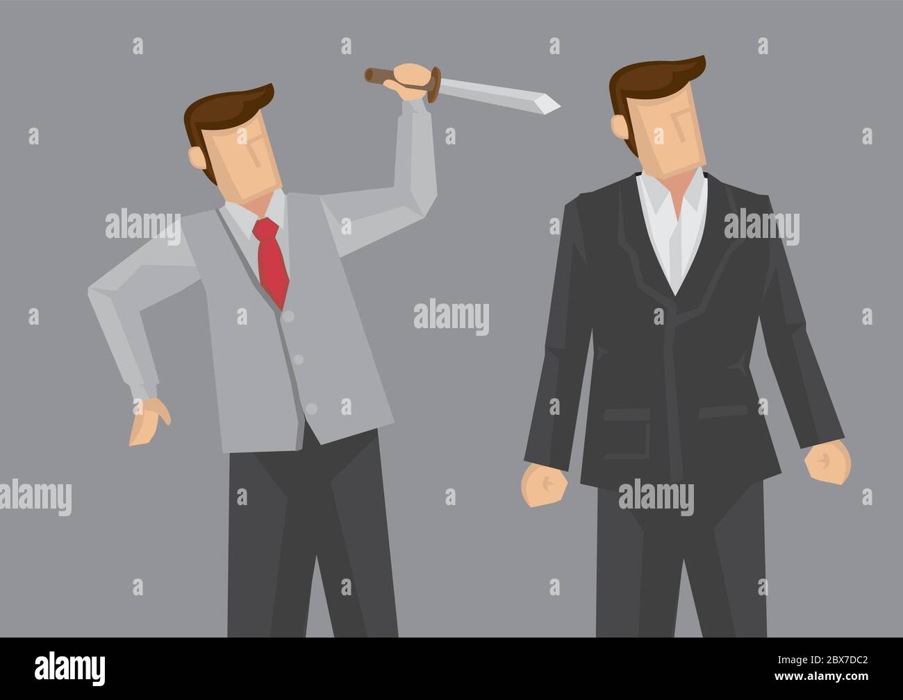 Office worker holding a knife behind another business executive ...
