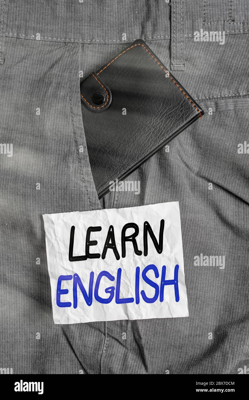 Text sign showing Learn English. Business photo showcasing to train ...