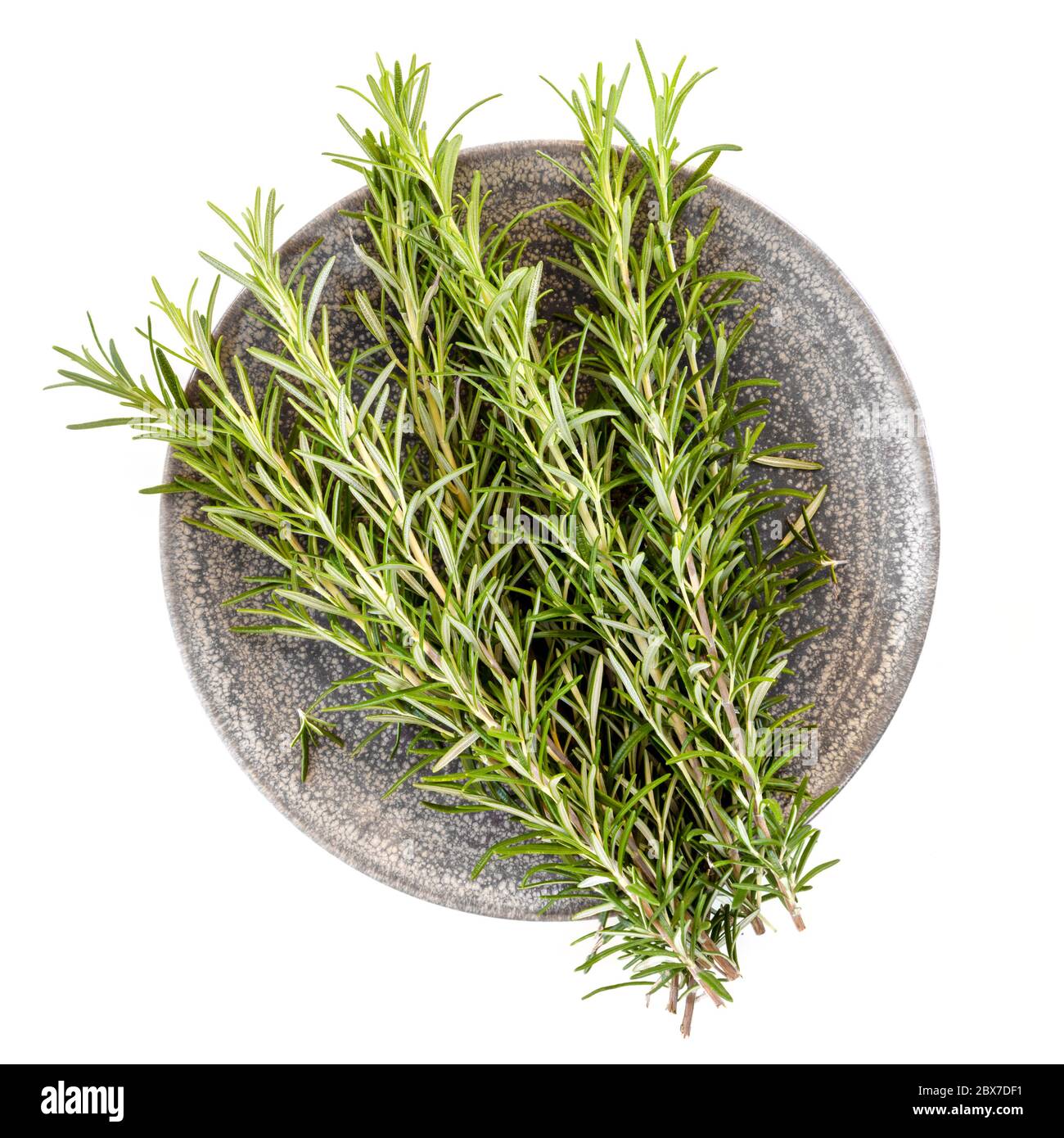 Fresh rosemary on stone plate, top view, isolated on white Stock Photo ...