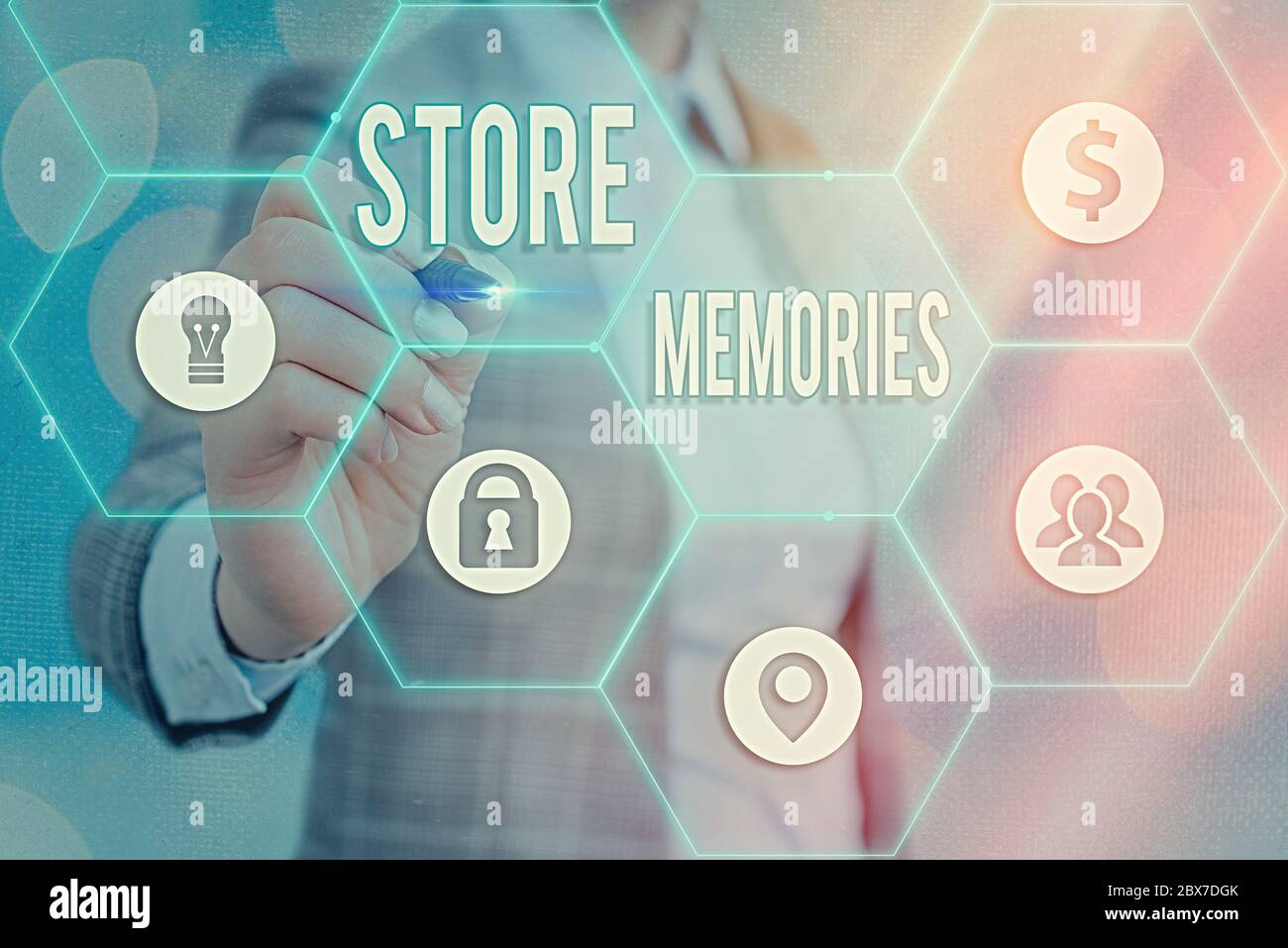 Writing note showing Store Memories. Business concept for a process of ...