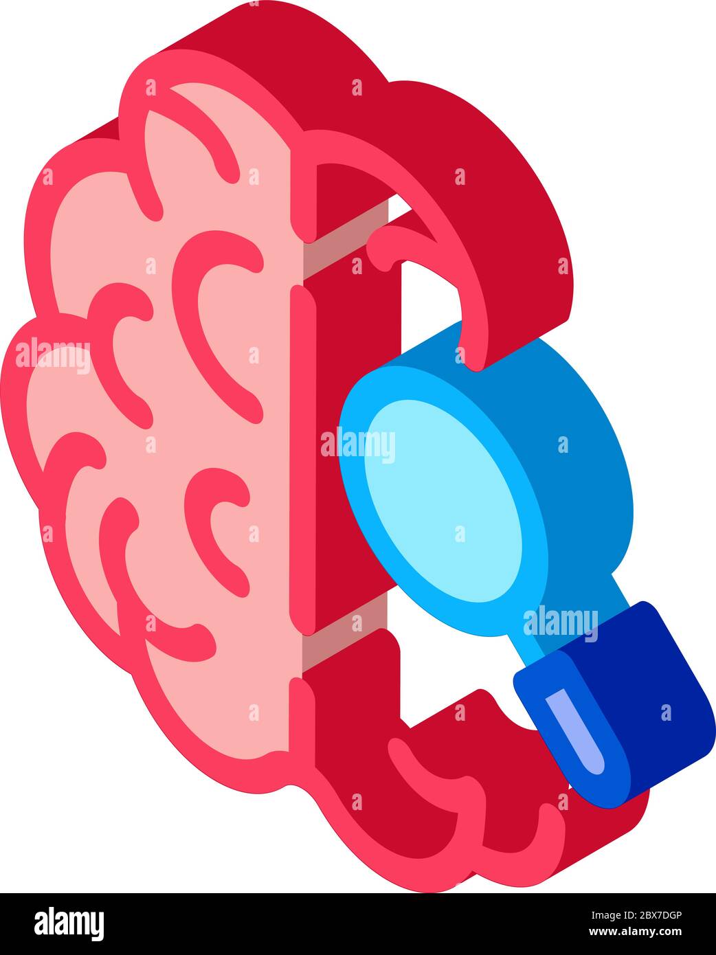 Brain Magnifier isometric icon vector illustration Stock Vector Image ...
