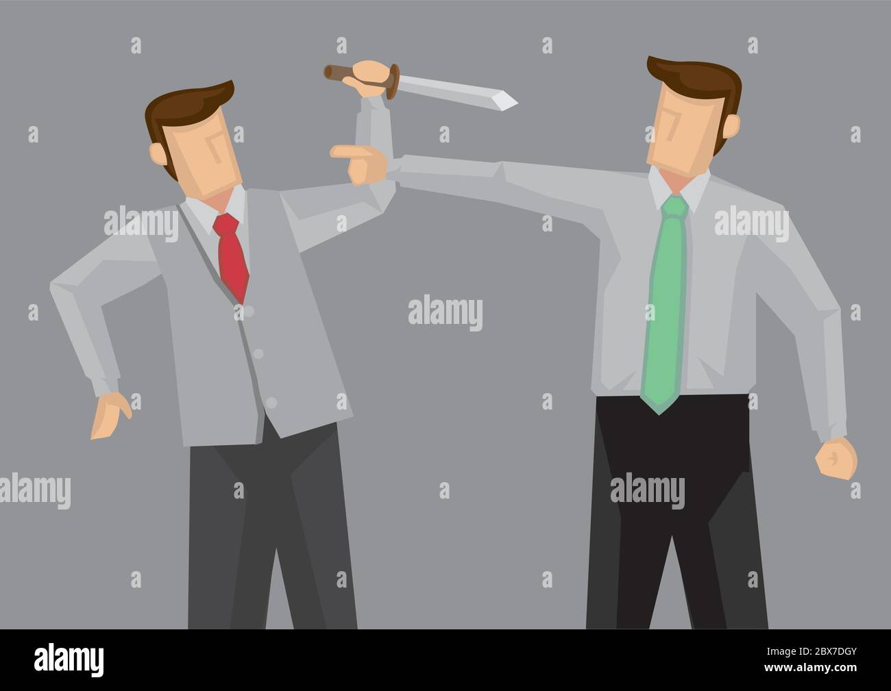 Cartoon man holding a knife trying to kill the other man who is ...